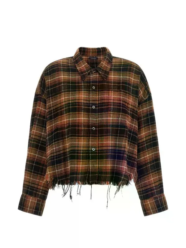 R13 Frayed-hem Cropped Shirt - Brown