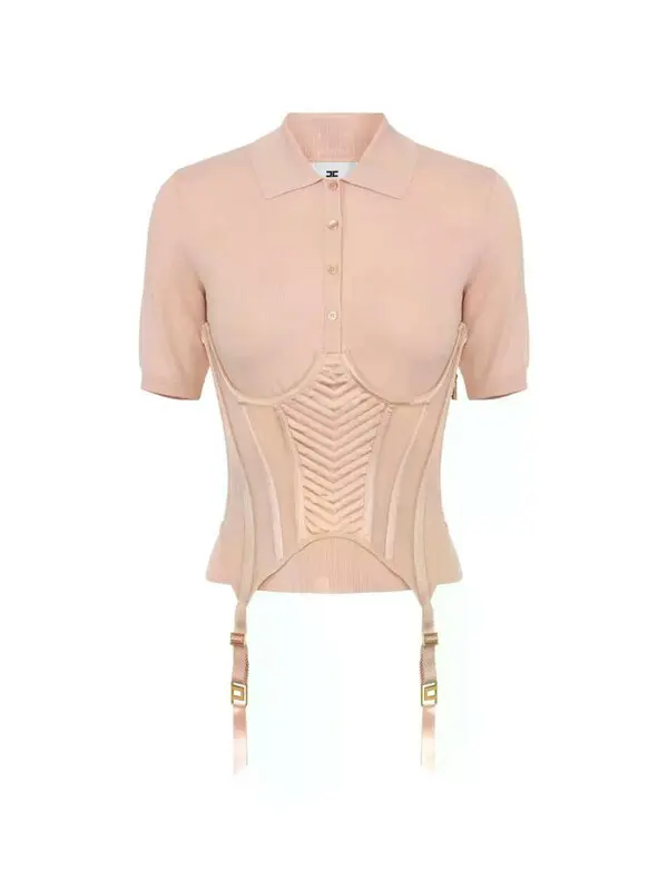 Elisabetta Franchi Knit Bustier-style Polo Shirt - Neutrals