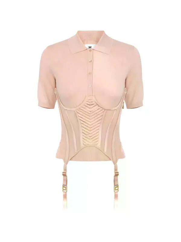 Elisabetta Franchi Knit Bustier-style Polo Shirt - Neutrals
