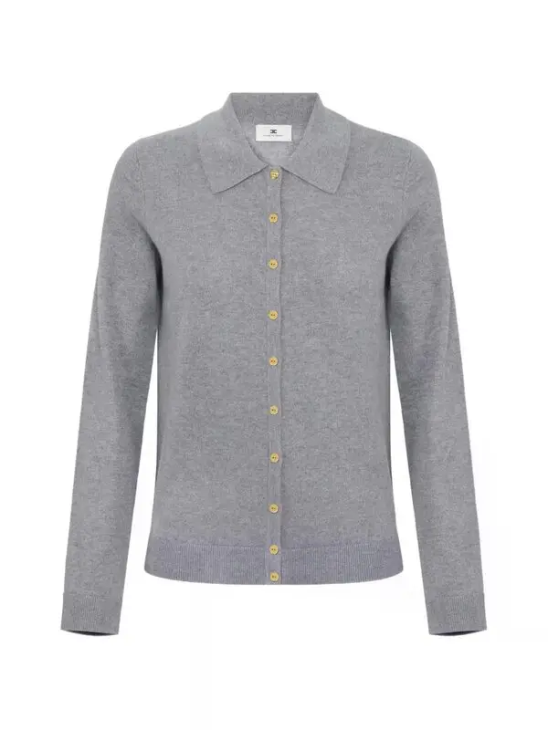 Elisabetta Franchi Knit Cardigan With Golden Metal Buttons