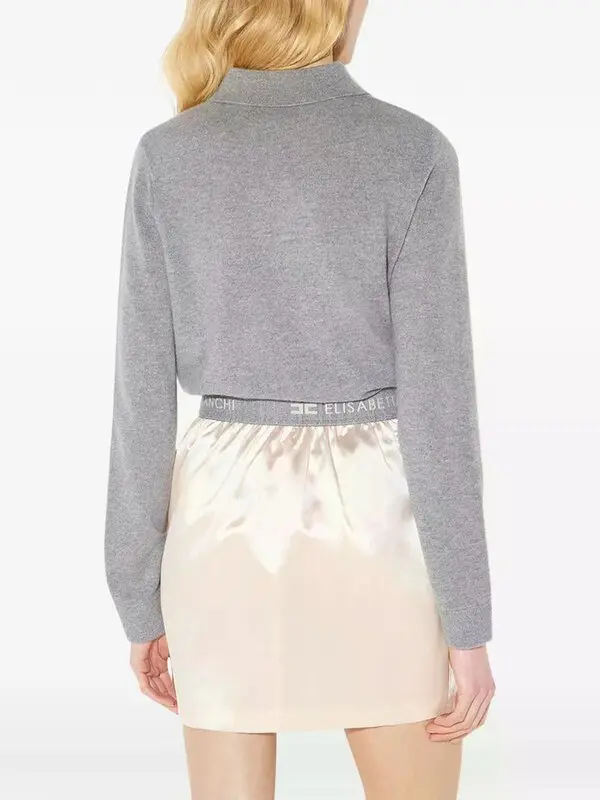Elisabetta Franchi Knit Cardigan With Golden Metal Buttons - Grey