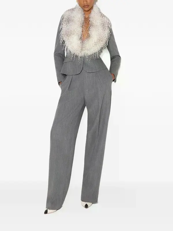 Elisabetta Franchi Wool Jacket With Fur-effect Collar