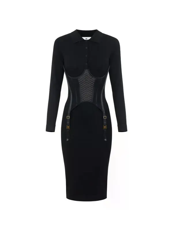 Elisabetta Franchi Knit Bustier Dress - Black