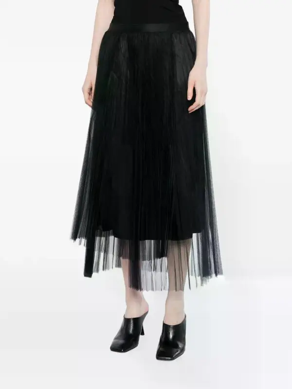 JNBY Sheer Mesh Pleated Midi Skirt