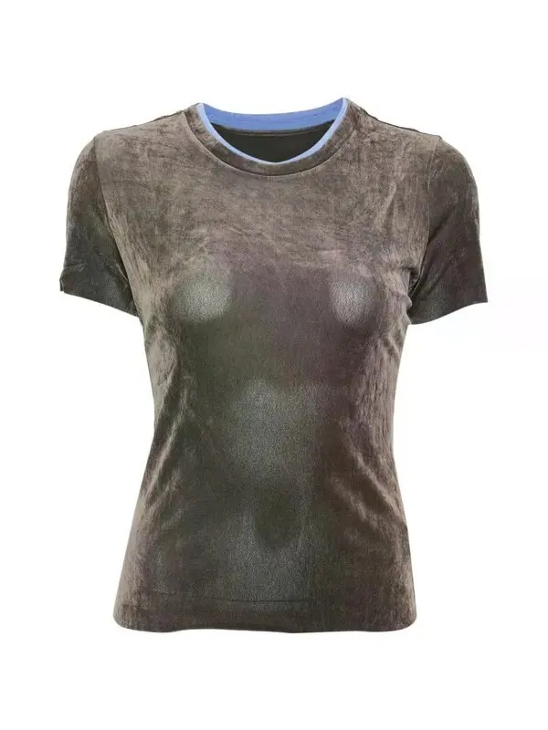 JNBY Contrast-trim Velvet T-shirt - Grey