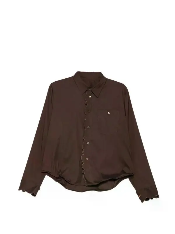 JNBY Scallop-trim Shirt - Brown