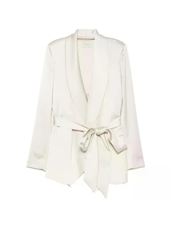 THE ARCHIVIA Satin-finish Belted Dress - Neutrals