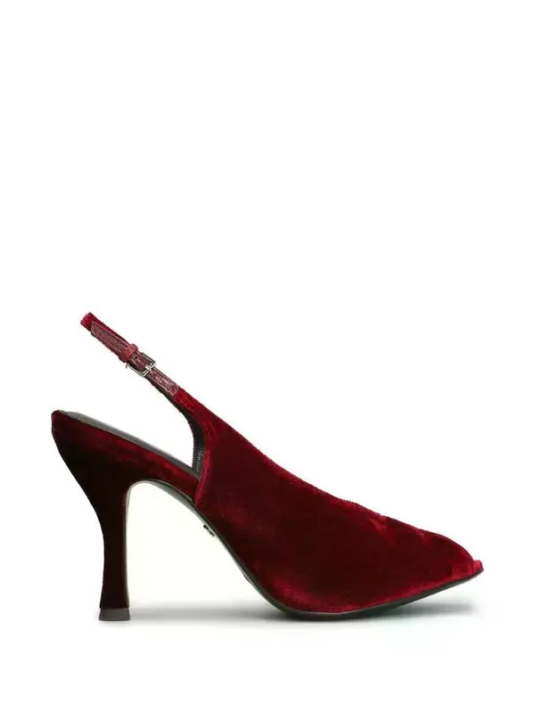 Lola Cruz Velvet Slingback Pumps - Red