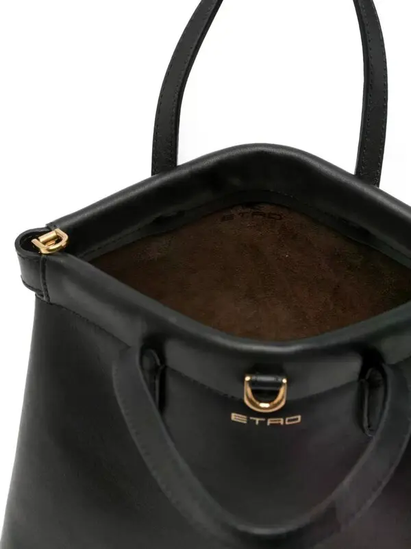 Etro Logo Detail Leather Tote Bag