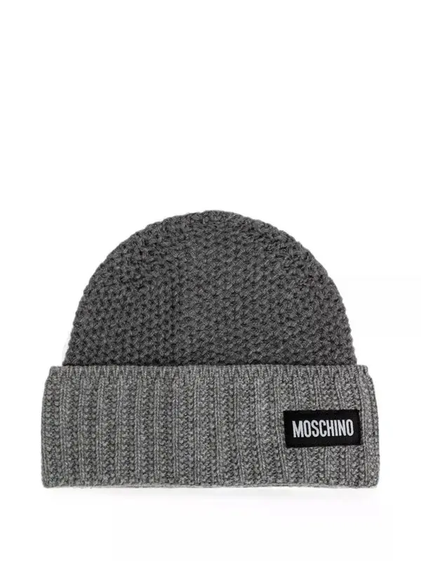 Moschino Logo-patch Waffle-knit Beanie Hat