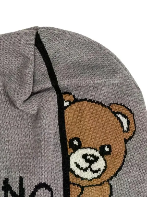 Moschino Teddy Bear Logo-intarsia Beanie Hat