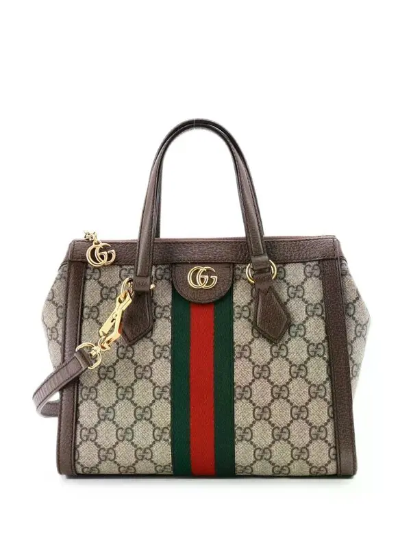 Gucci Ophidia Top Handle Gg Coated Canvas Small Tote Bag - Brown