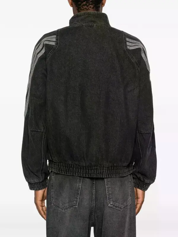 Adidas Logo-embroidered Zip-up Denim Jacket