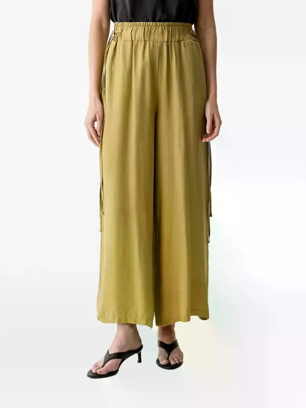 VICOLO Elasticated-waistband Wide-leg Palazzo Pants - Green
