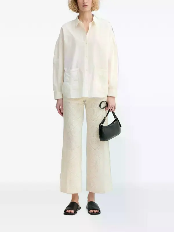 SESSUN Flores Open-back Embroidered-pocket Shirt