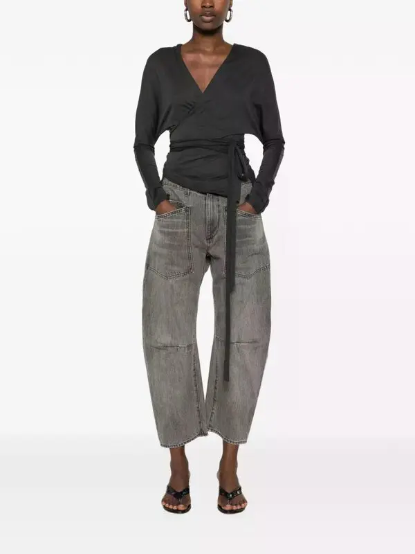 NILI LOTAN Faded Patch-pocket Jeans - Grey