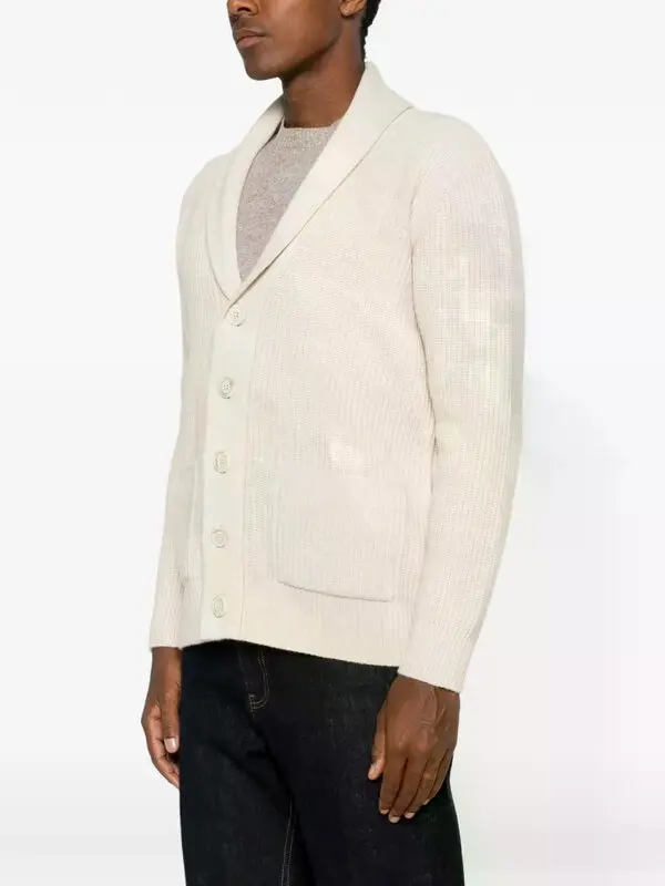 Fedeli Ribbed-knit Shawl-collar Cardigan