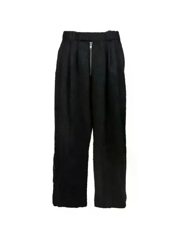 FILTH Button-embellished Textured Wide-leg Trousers