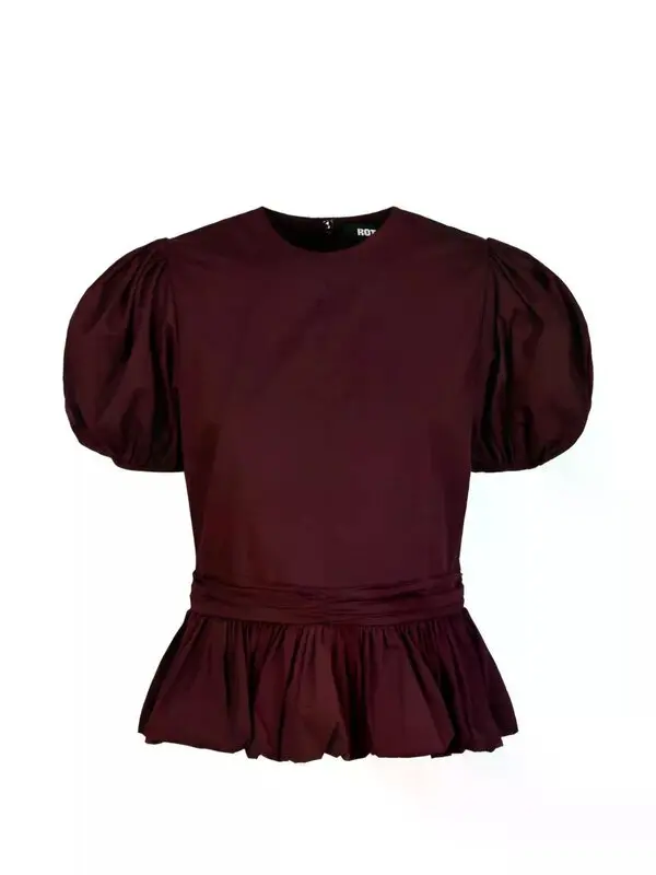 ROTATE BY BIRGER CHRISTENSEN Puff-sleeve Peplum Top - Red