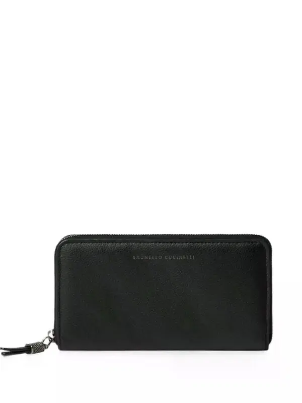 Brunello Cucinelli Grained-leather Wallet With Shiny Zipper Pull