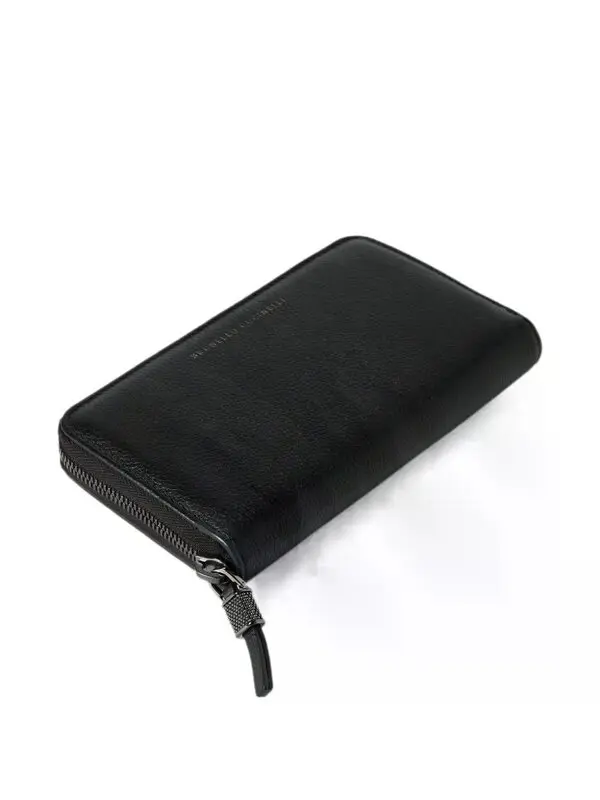 Brunello Cucinelli Grained-leather Wallet With Shiny Zipper Pull