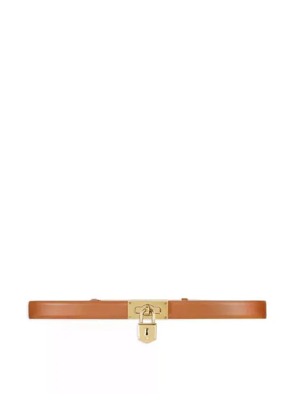 Elisabetta Franchi Leather Belt With Jewel Padlock - Brown