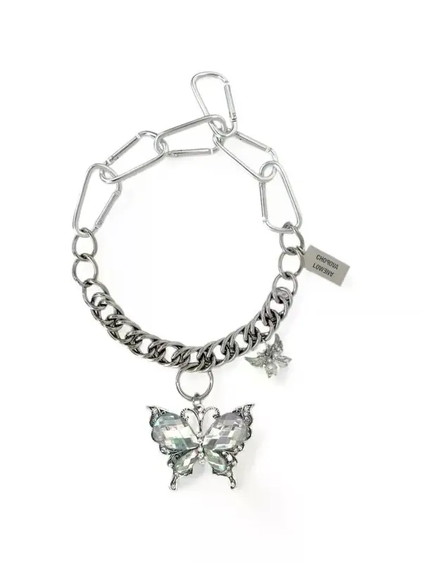 CHOPOVA LOWENA Double Butterfly Carabiner Necklace - Silver