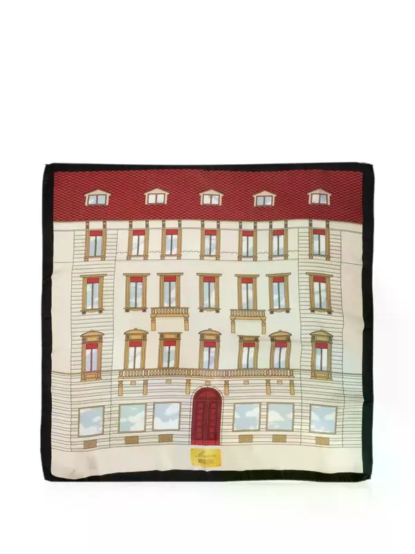 Moschino Architectural-print Silk Scarf - Neutrals