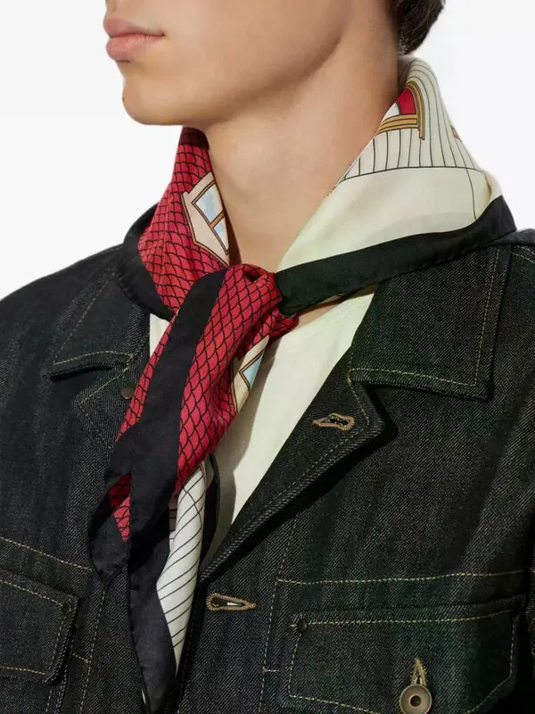 Moschino Architectural-print Silk Scarf - Neutrals