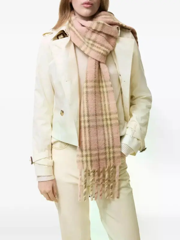 Burberry 窄版格纹羊驼毛混纺围巾