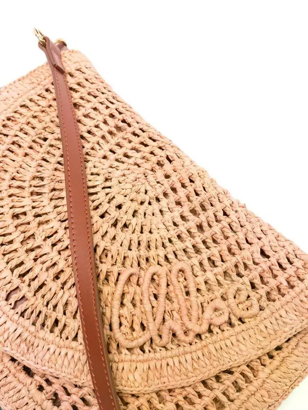 Chloé Crochet-knit Logo-embroidered Clutch Bag