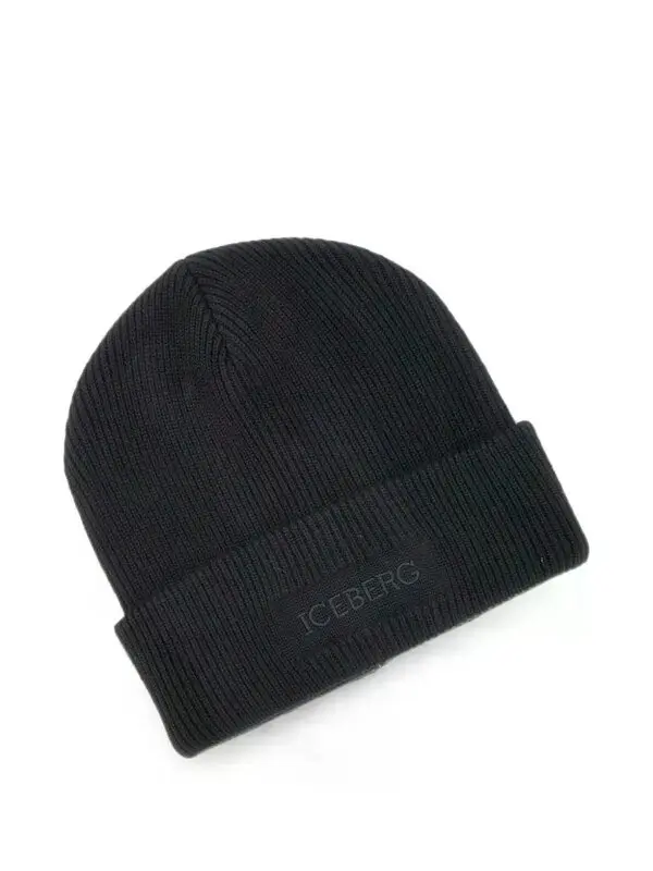 Iceberg Logo-embroidered Ribbed-knit Beanie Hat