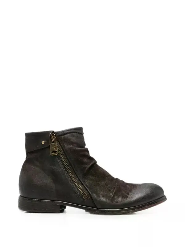 A.S.98 Clash Distressed-effect Side-zip Ankle Boots