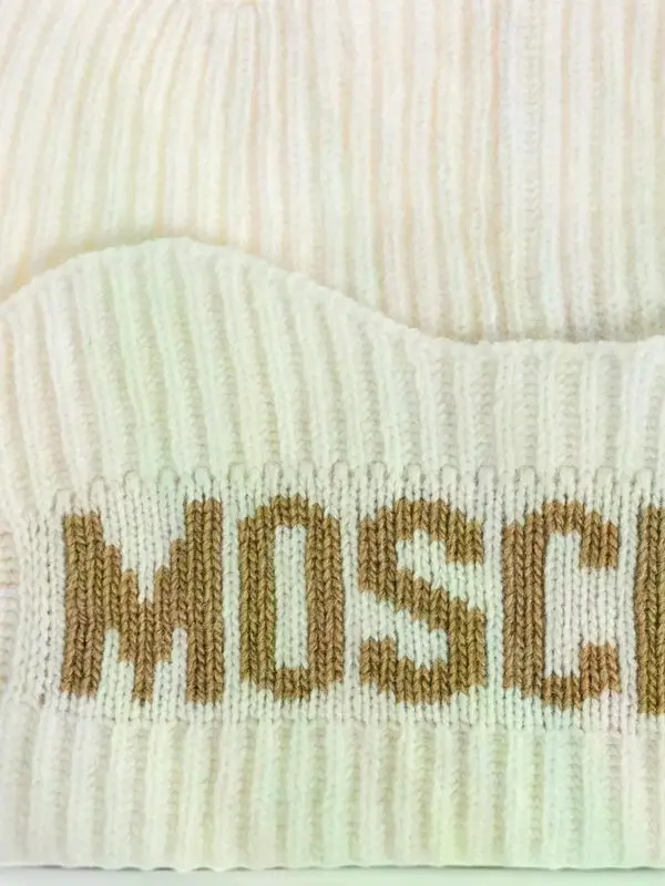 Moschino Logo-intarsia Ribbed-knit Beanie Hat