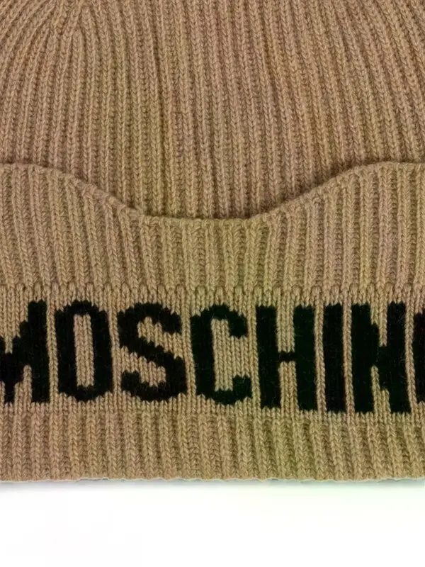 Moschino Logo-intarsia Ribbed-knit Beanie Hat