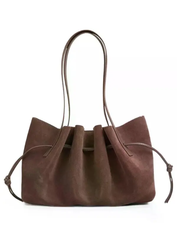 Yuzefi Scallop Suede Shoulder Bag - Brown