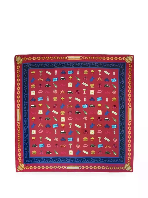 Kurt Geiger Graphic-print Scarf - Red