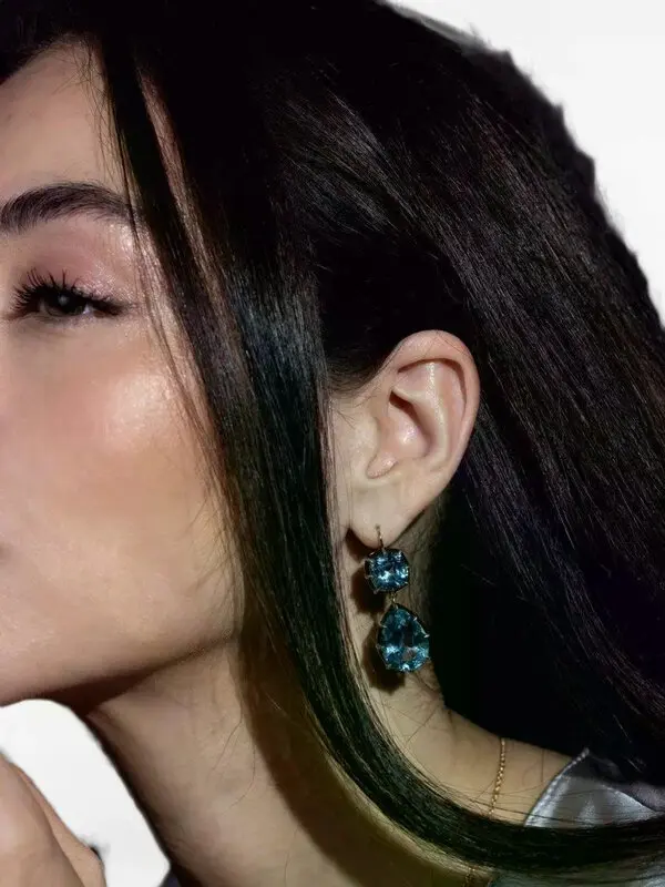 Fred Leighton Blue Topaz Collet Drop Earrings