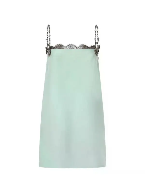 Valentino Garavani Lace-trim Crystal-embellished Mini Dress - Green