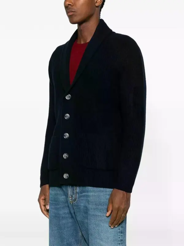 Fedeli Ribbed-knit Shawl-collar Cardigan