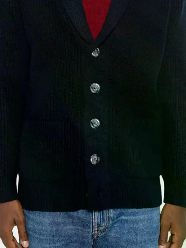 Fedeli Ribbed-knit Shawl-collar Cardigan