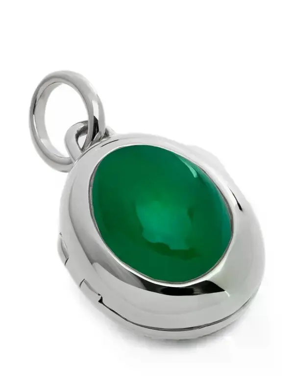Monica Vinader Green Onyx Locket Necklace - Silver