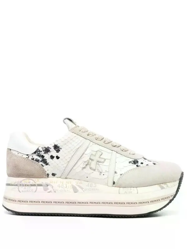 Premiata Beth Snake-effect Sneakers - Neutrals