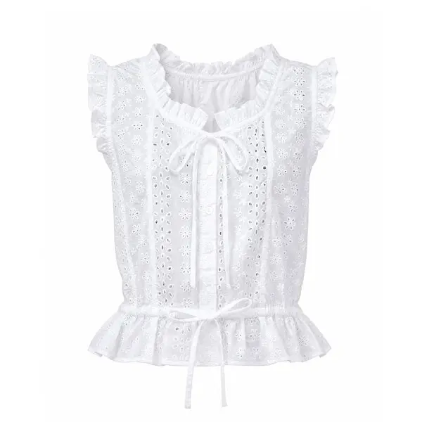 THE WELL WORN The Marnie Top Crisp Broderie - White