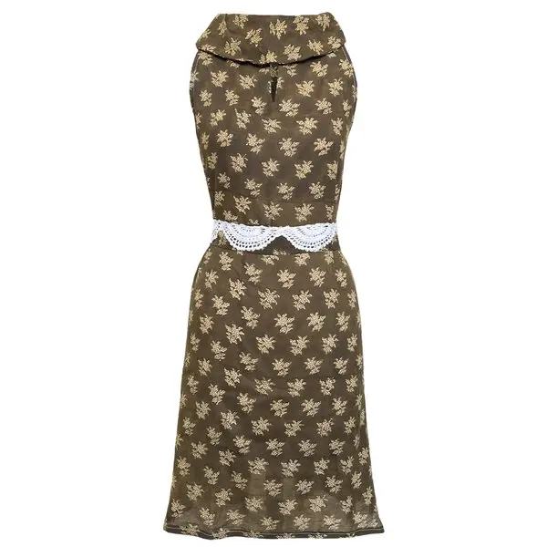 JIWYA Godavari High Neck Dress With Crochet Lace And Floral Print