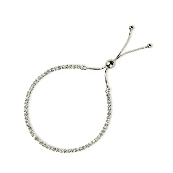 SPERO LONDON Sterling Fine Tennis Bracelet Adjustable Sliding Claps - Silver