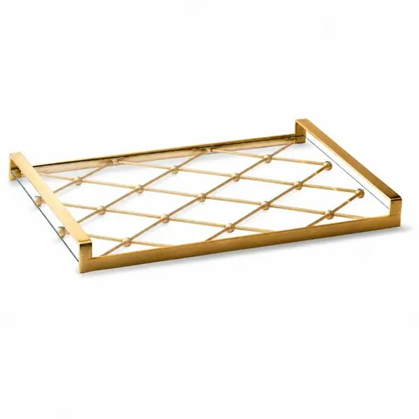 MARLETH Glass Lattice Tray Brass Frame
