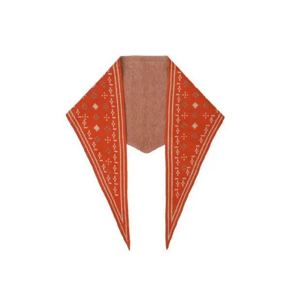 Saachi Foulard Knit Triangle Scarf - Orange