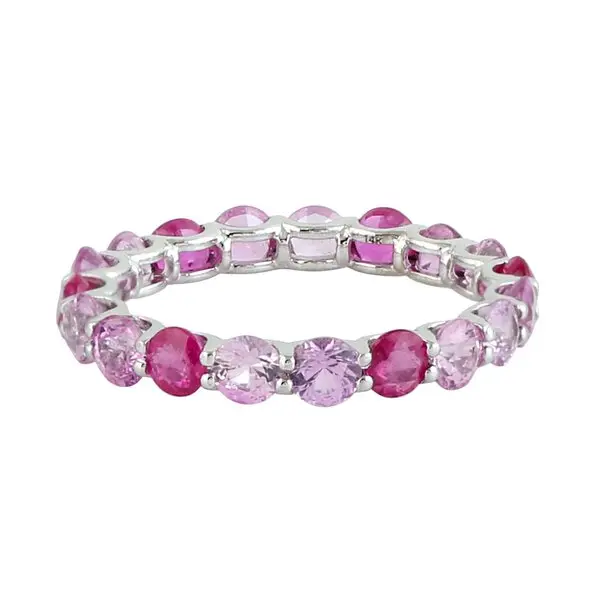 ARTISAN White / Pink 14k White Gold Ombre Pink Sapphire Eternity Band Ring - White/pink