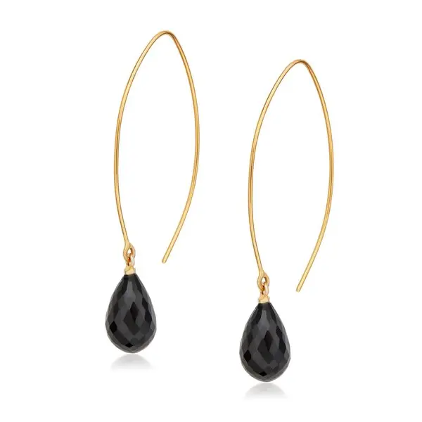 PREETI SANDHU Black / Gold Jewel Drop Hoops Black Onyx